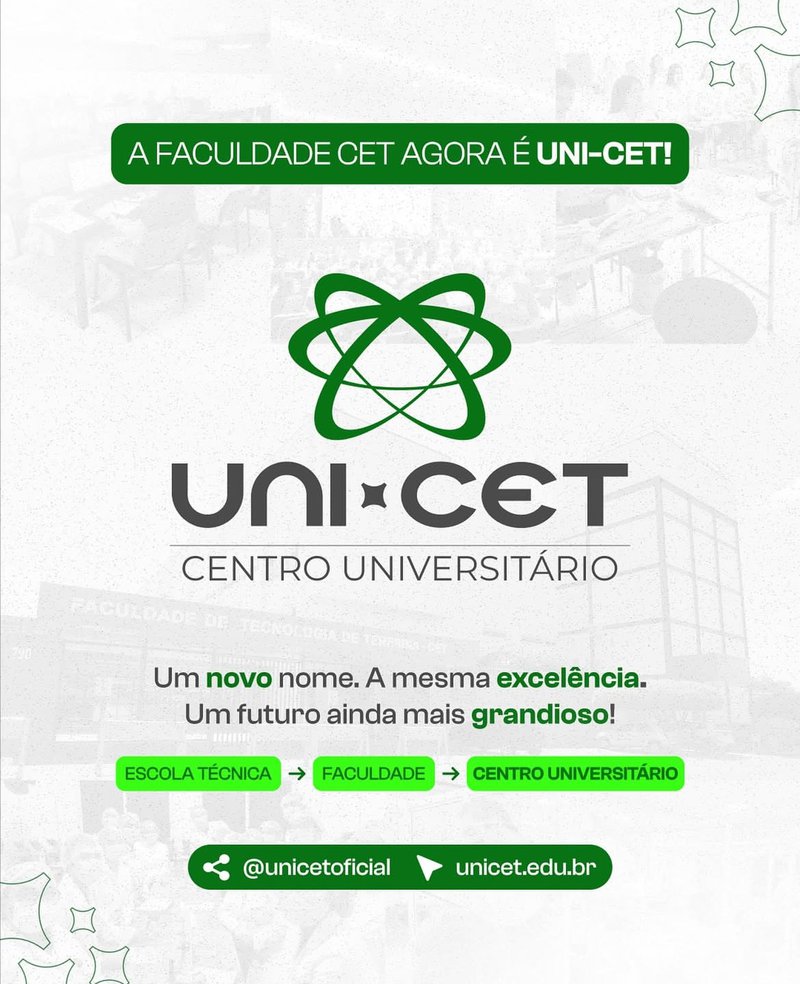 Faculdade CET agora é Centro Universitário: UniCET - Pauta Judicial